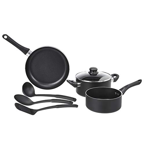 Buy AmazonBasics 6 Piece Non-Stick Aluminium Cookware Set, Saucepan ...