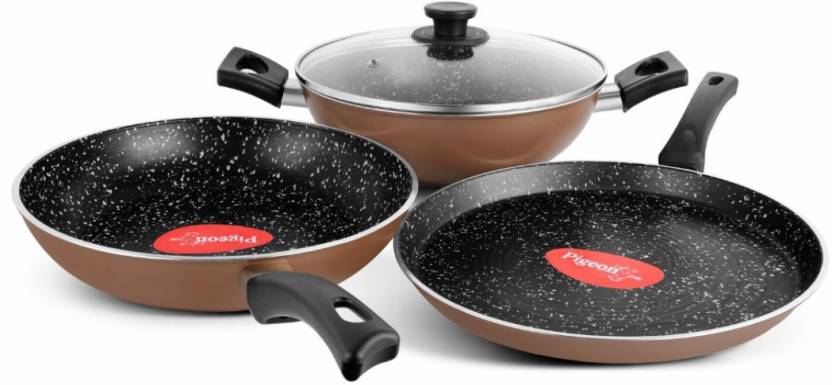 Buy Pigeon Essentials Induction Bottom Cookware Set (Aluminium, 3 ...
