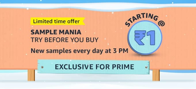 Amazon Free Sample Products : Buy Many Sample Products At Rs 1 Only