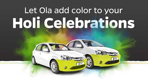 Ola HOLI Offer: [CORPORATE12] Get Flat Rs 100 Off On 12 Ola Rides