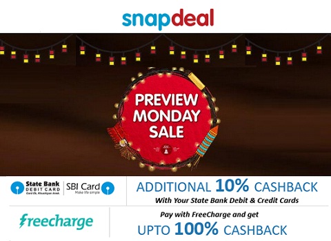 Snapdeal Preview Monday Sale Bank Offers On 28th September 2015